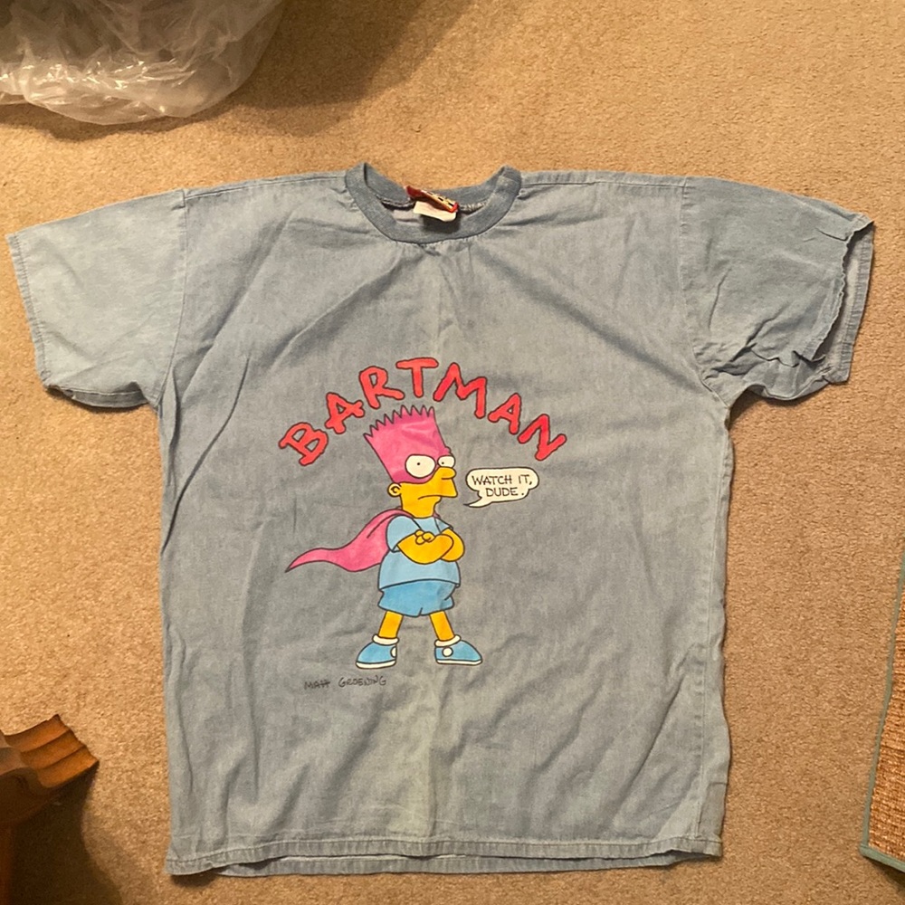 Vintage 1990 Bartman, The Simpsons, Demin Top - Gem